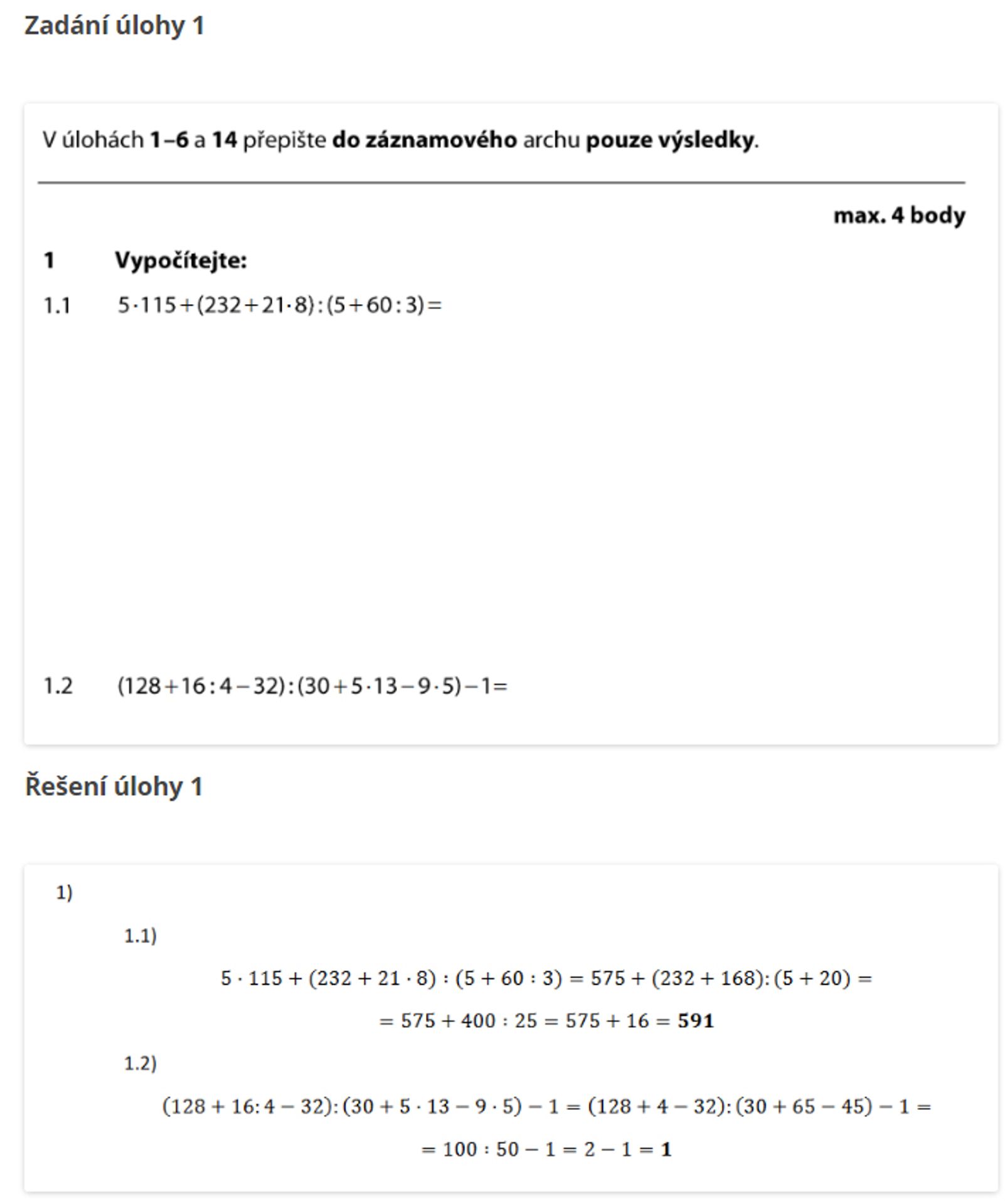 Přijímací zkoušky na šestiletá gymnázia z matematiky | Galerie ...